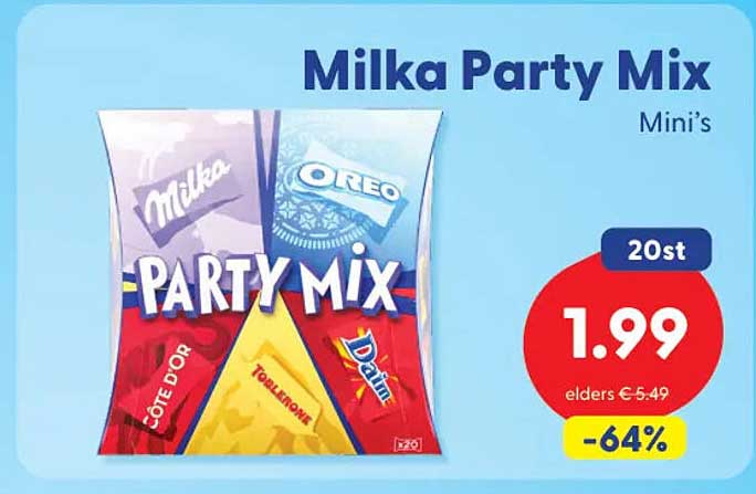 Milka Party Mix Mini's Aanbieding bij Die Grenze - FolderFeest.nl