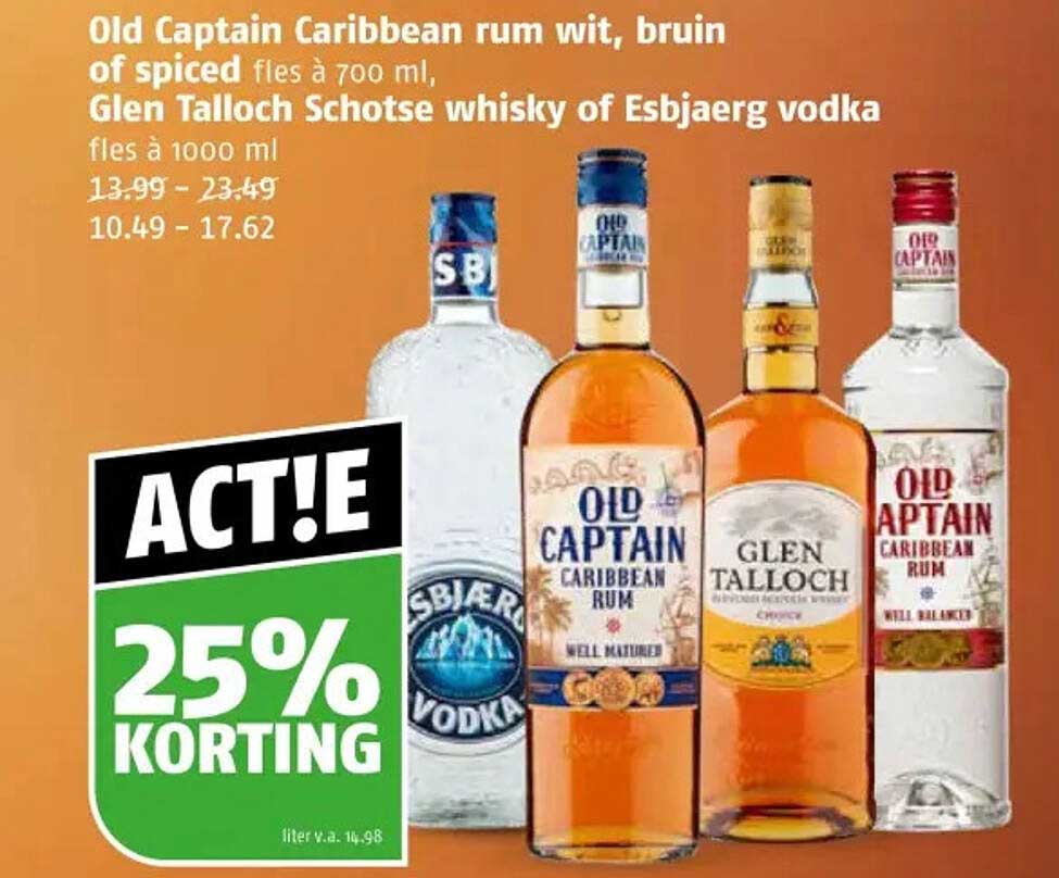 Old Captain Caribbean Rum Wit, Bruin Of Spiced Fles À 700 Ml, Glen ...
