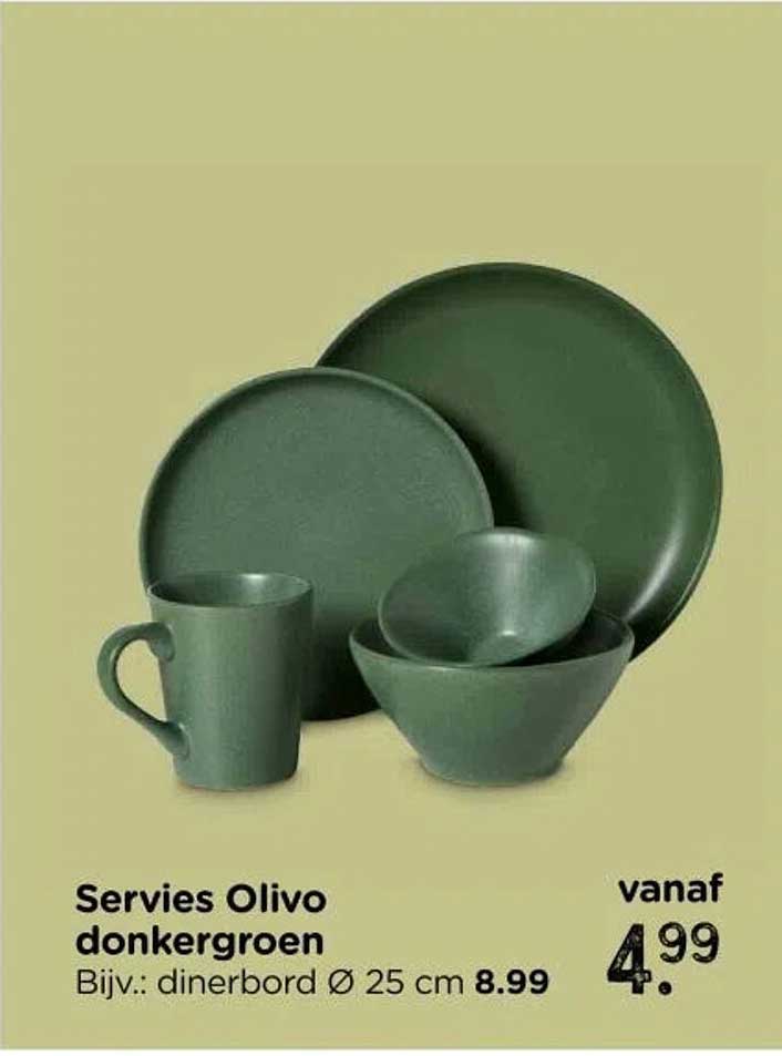 Servies Olivo Donkergroen Aanbieding bij Xenos - FolderFeest.nl