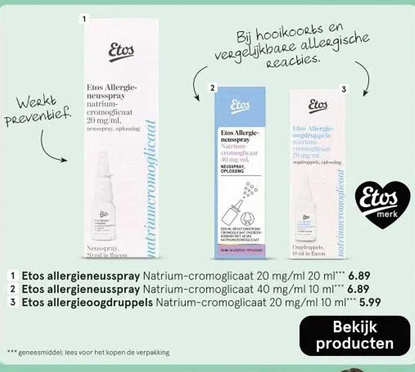 Etos Allergieën Neuspray Natrium-Cromoglicaat 20 Mg/Ml 20 Ml aanbieding ...