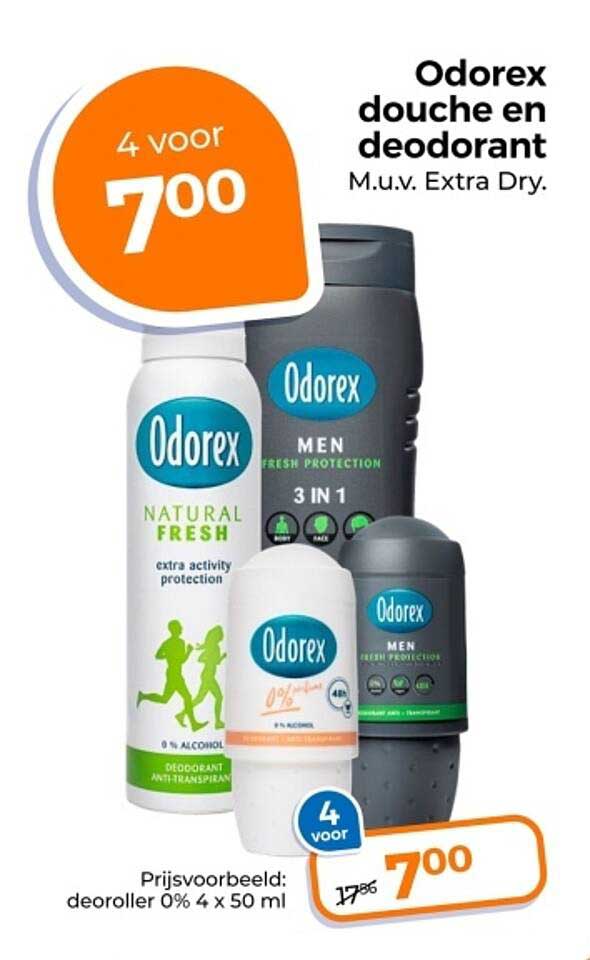 Odorex Douche En Deodorant M.u.v. Extra Dry. 4 Voor 700 Aanbieding bij ...