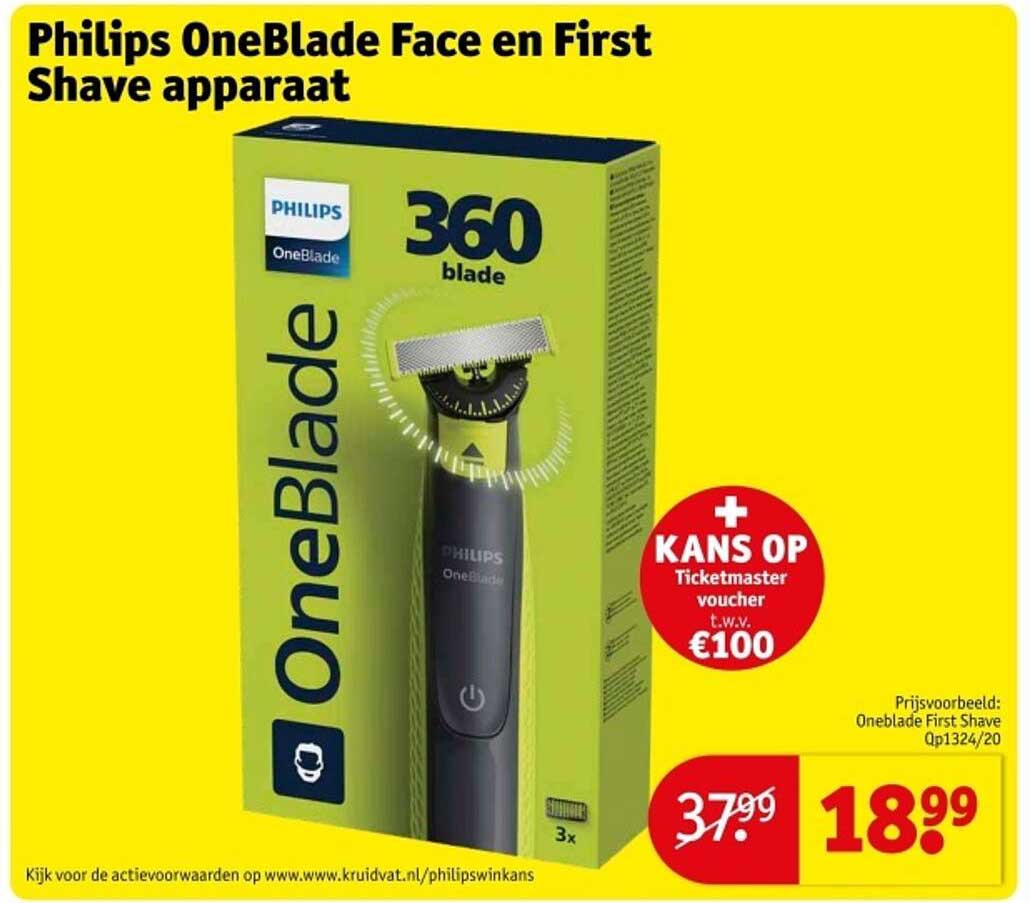 Philips Oneblade Face En First Shave Apparaat Aanbieding bij Kruidvat ...