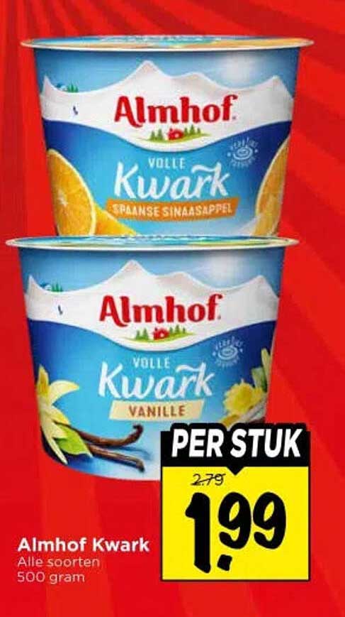 Almhof Kwark Alle Soorten 500 Gram Per Stuk Aanbieding bij Vomar ...