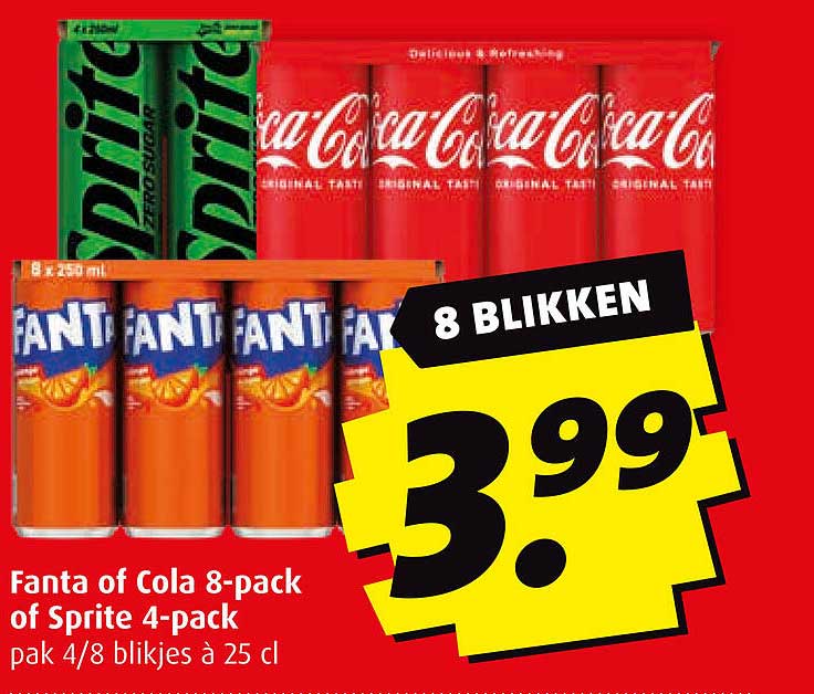 Fanta Of Cola 8-Pack Of Sprite 4-Pack Aanbieding bij Boni - FolderFeest.nl