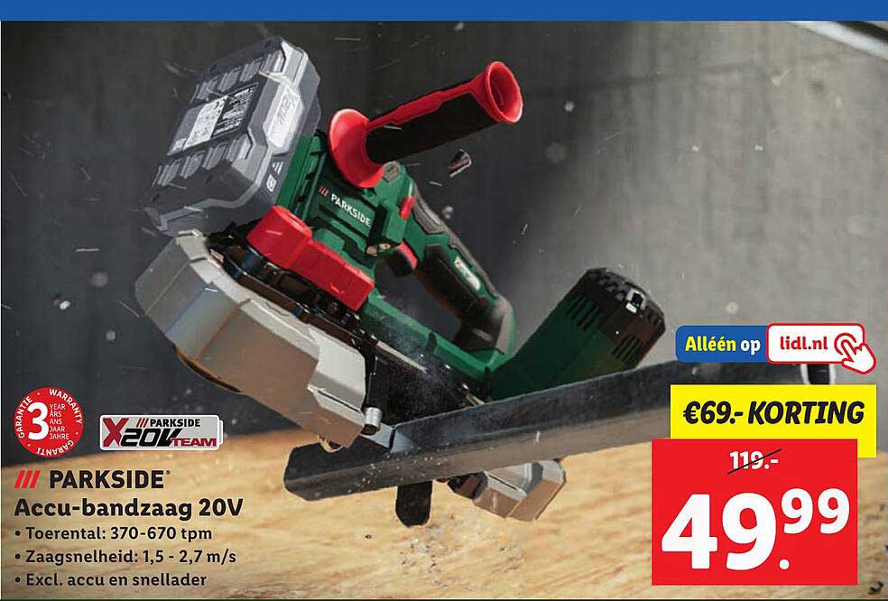 Parkside Accu-Bandzaag 20V aanbieding bij Lidl