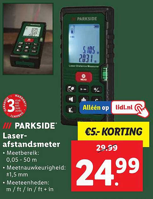 Parkside Laser-Afstandsmeter Aanbieding bij Lidl - FolderFeest.nl