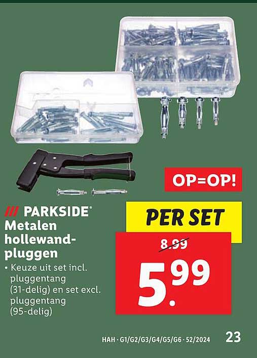 Parkside Metalen Hollewand-Pluggen aanbieding bij Lidl
