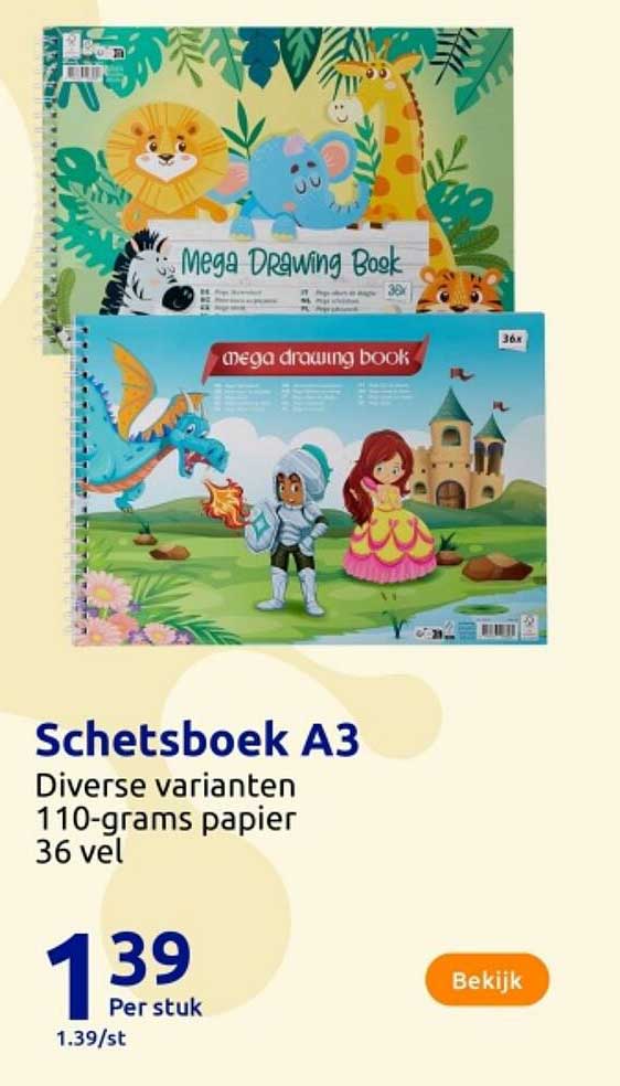 Schetsboek A3 aanbieding bij Action