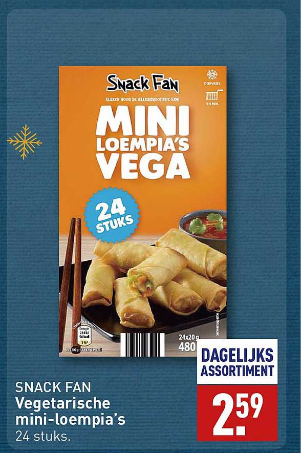 Snack Fan Mini Loempia's Vega Aanbieding bij ALDI - FolderFeest.nl