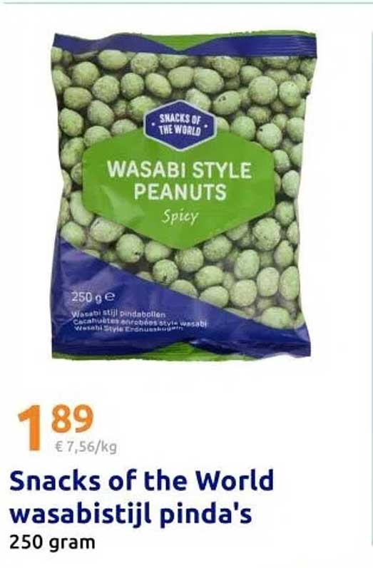 Snacks Of The World Wasabistijl Pinda's Aanbieding bij Action ...