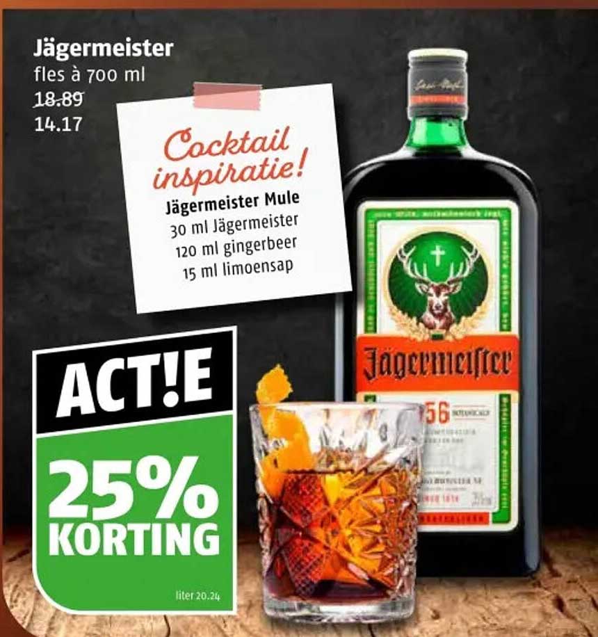 Jägermeister Fles À 700 Ml Aanbieding bij Poiesz - FolderFeest.nl