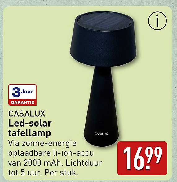 Casalux Led-Solar Tafellamp aanbieding bij ALDI