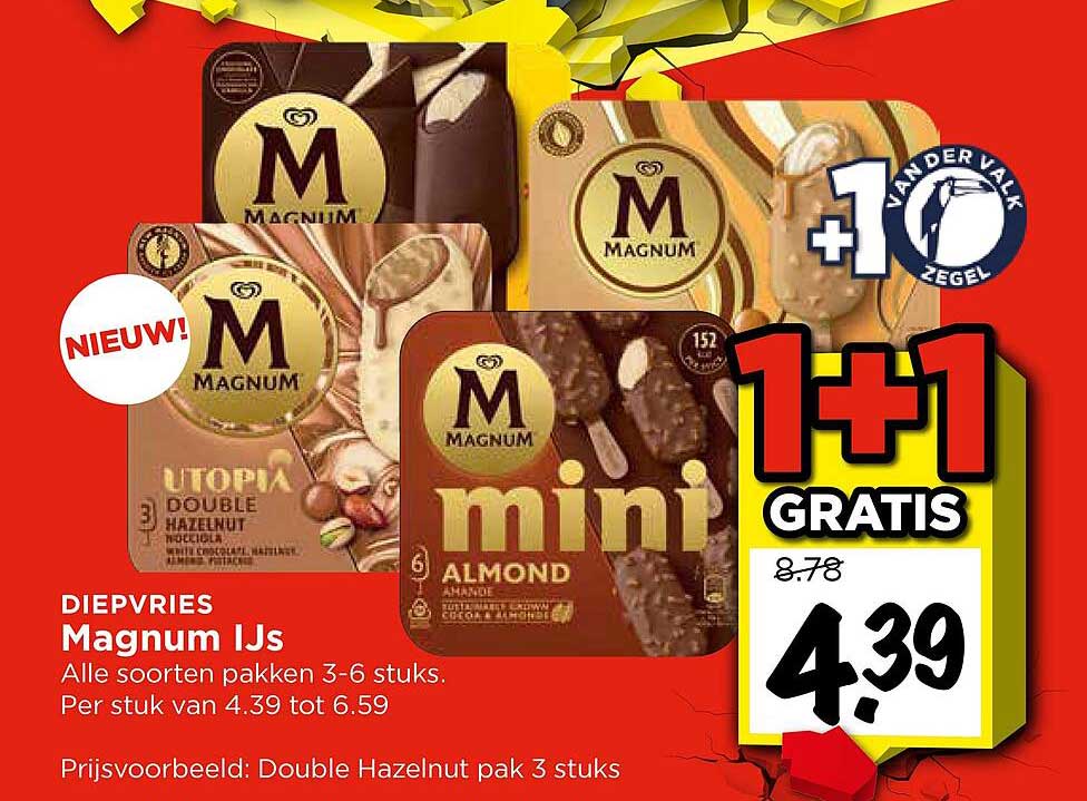 Magnum Ij's 1+1 Gratis Aanbieding bij Vomar - FolderFeest.nl