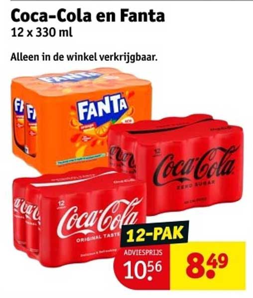 Coca-Cola En Fanta 12 X 330 Ml Aanbieding bij Kruidvat - FolderFeest.nl
