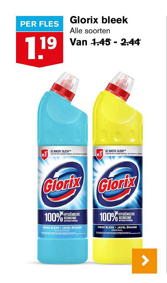 Glorix Bleek Alle Soorten aanbieding bij Hoogvliet