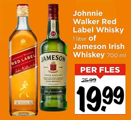 Johnnie Walker Red Label Whisky 1 Liter Of Jameson Irish Whiskey 700 Ml ...