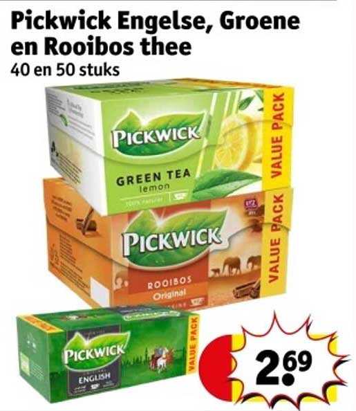 Pickwick Engelse, Groene En Rooibos Thee 40 En 50 Stuks aanbieding bij ...