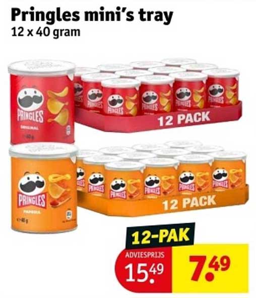 Pringles Mini's Tray 12 X 40 Gram aanbieding bij Kruidvat