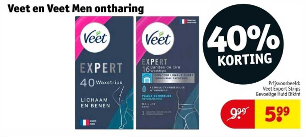 Veet Expert 40 Waxstrips Lichaam En Benen Aanbieding bij Kruidvat ...