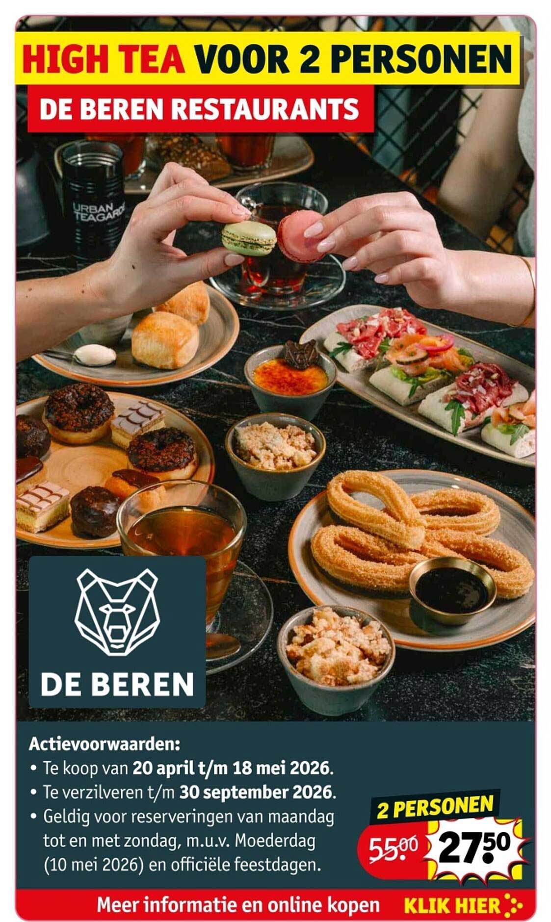 High Tea Voor 2 Personen De Beren Restaurants Aanbieding bij Kruidvat ...