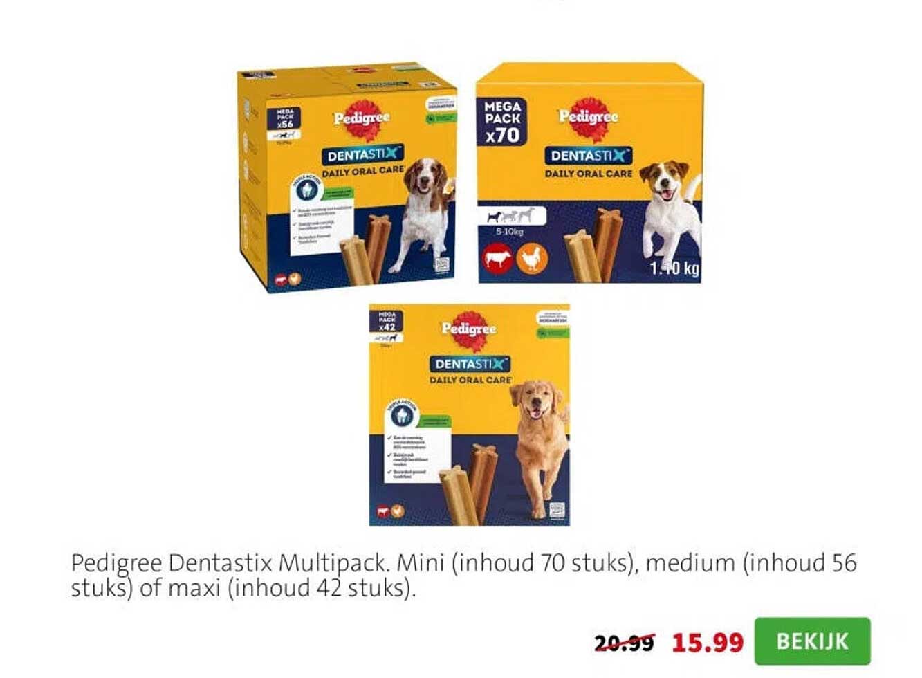 Pedigree Dentastix Multipack. Mini (Inhoud 70 Stuks), Medium (Inhoud 56 ...