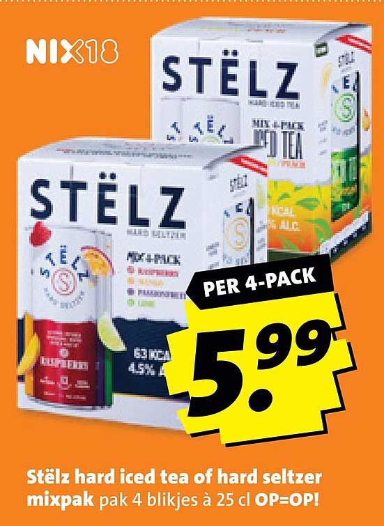 Stëlz Hard Iced Tea Of Hard Seltzer Mixpak Pak 4 Blikjes À 25 Cl Op=Op ...