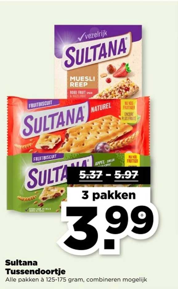 Sultana Tussendoortje aanbieding bij PLUS