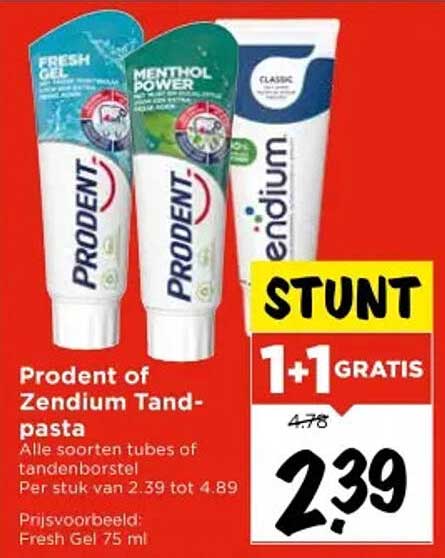 Prodent Of Zendium Tandpasta Aanbieding bij Vomar - FolderFeest.nl