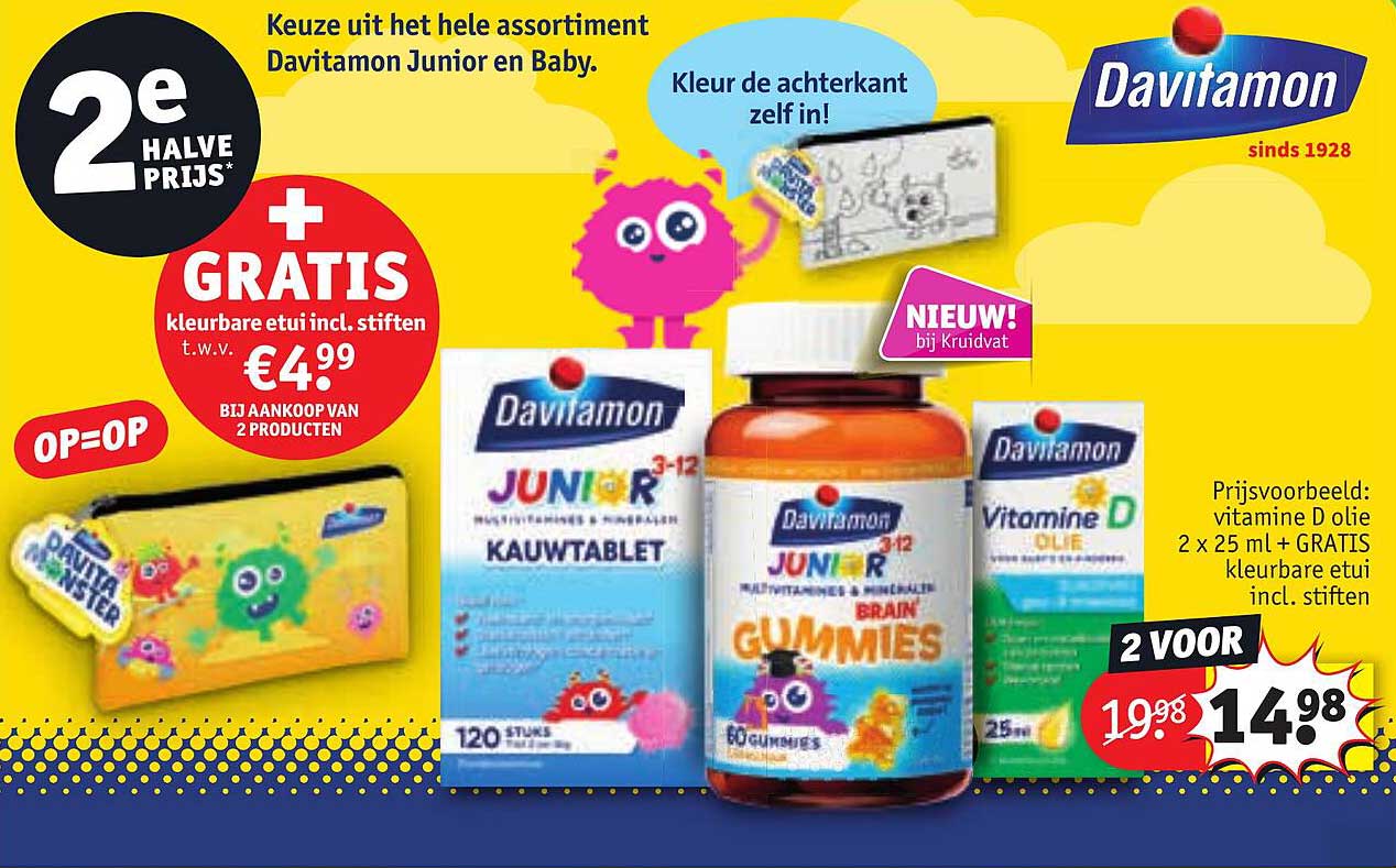 Davitamon Junior Kauwtablet Aanbieding bij Kruidvat - FolderFeest.nl
