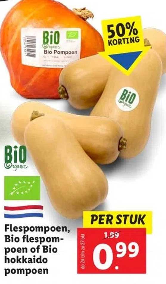 Flespompoen, Bio Flespompoen Of Bio Hokkaido Pompoen Aanbieding bij ...