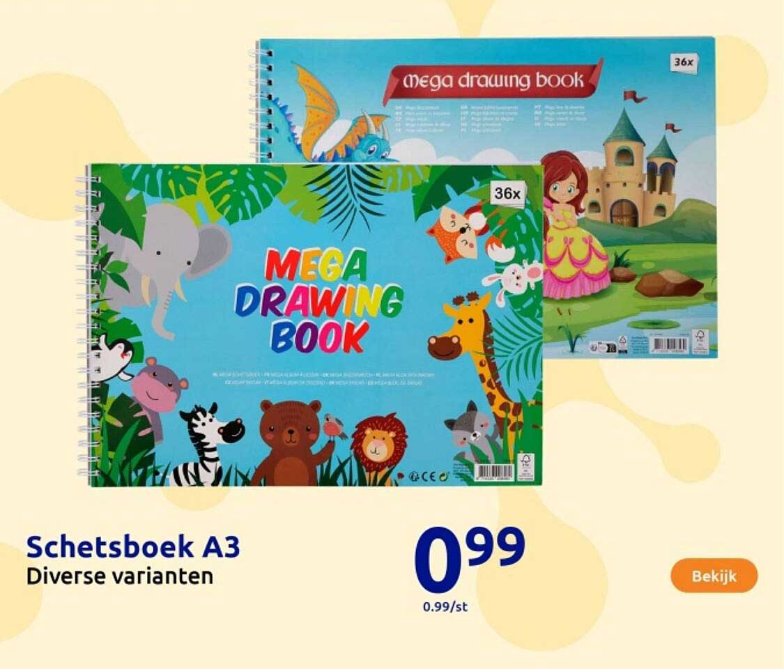Schetsboek A3 Diverse Varianten Aanbieding bij Action - FolderFeest.nl