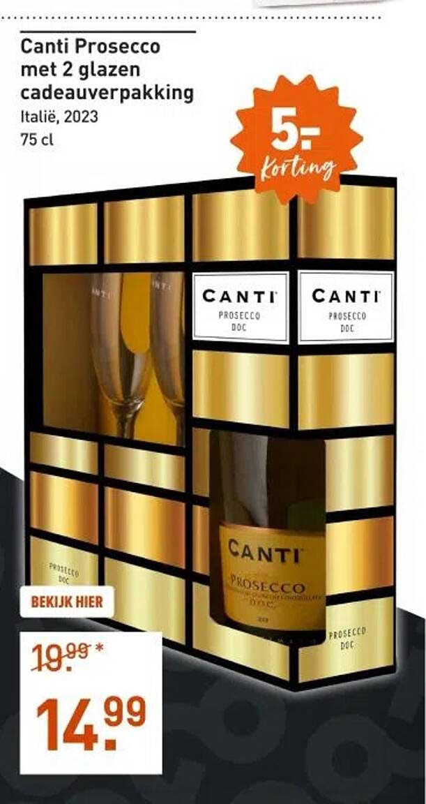 Canti Prosecco Met 2 Glazen Cadeauset Aanbieding bij Gall & Gall ...