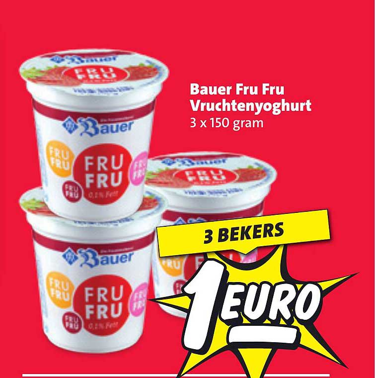 Bauer Fru Fru Vruchtenyoghurt aanbieding bij Nettorama
