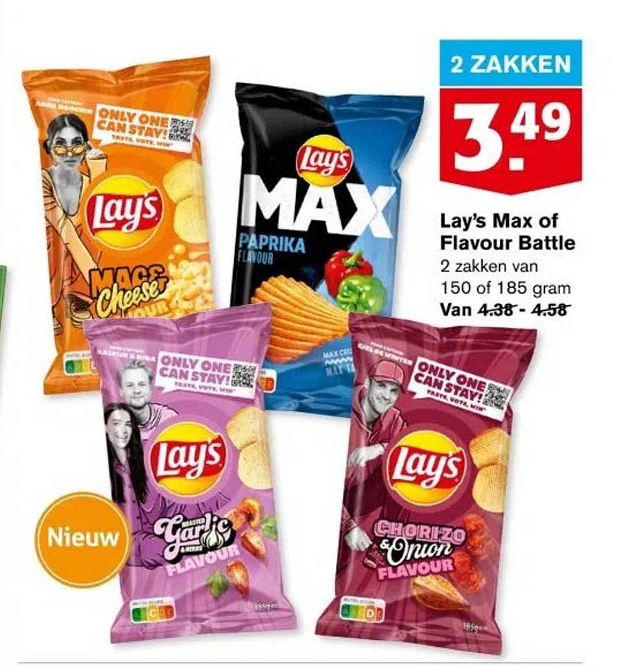 Lay’s Max Of Flavour Battle aanbieding bij Hoogvliet