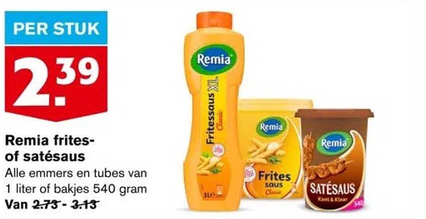 Remia Frites- Of Satésaus aanbieding bij Hoogvliet