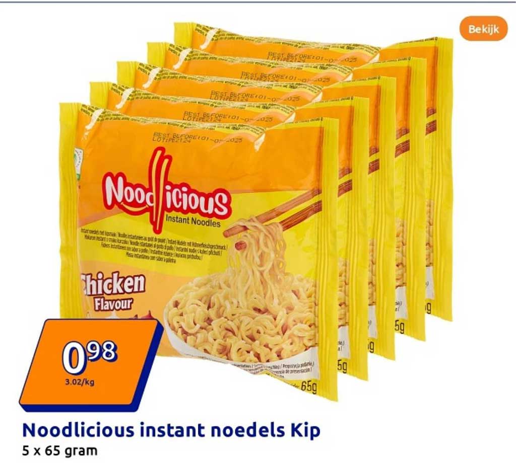 Noodlicious Instant Noedels Kip Aanbieding bij Action - FolderFeest.nl