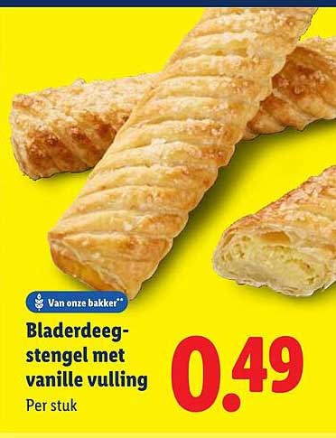 Bladerdeeg-Stengel Met Vanille Vulling Aanbieding bij Lidl - FolderFeest.nl