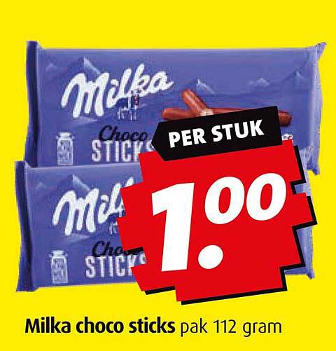 Milka Choco Sticks Pak 112 Gram aanbieding bij Boni