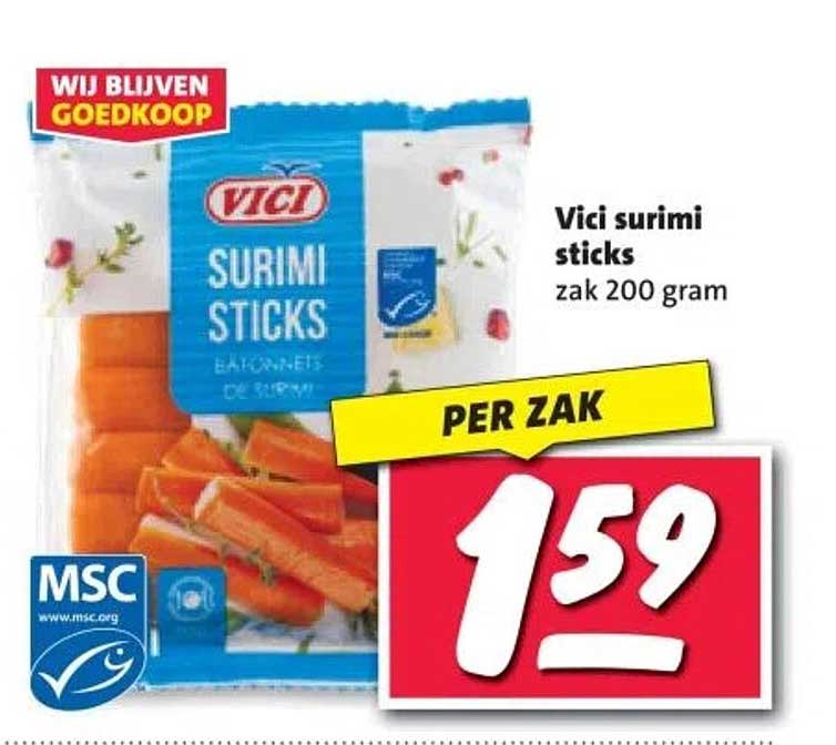 Vici Surimi Sticks Zak 200 Gram aanbieding bij Nettorama