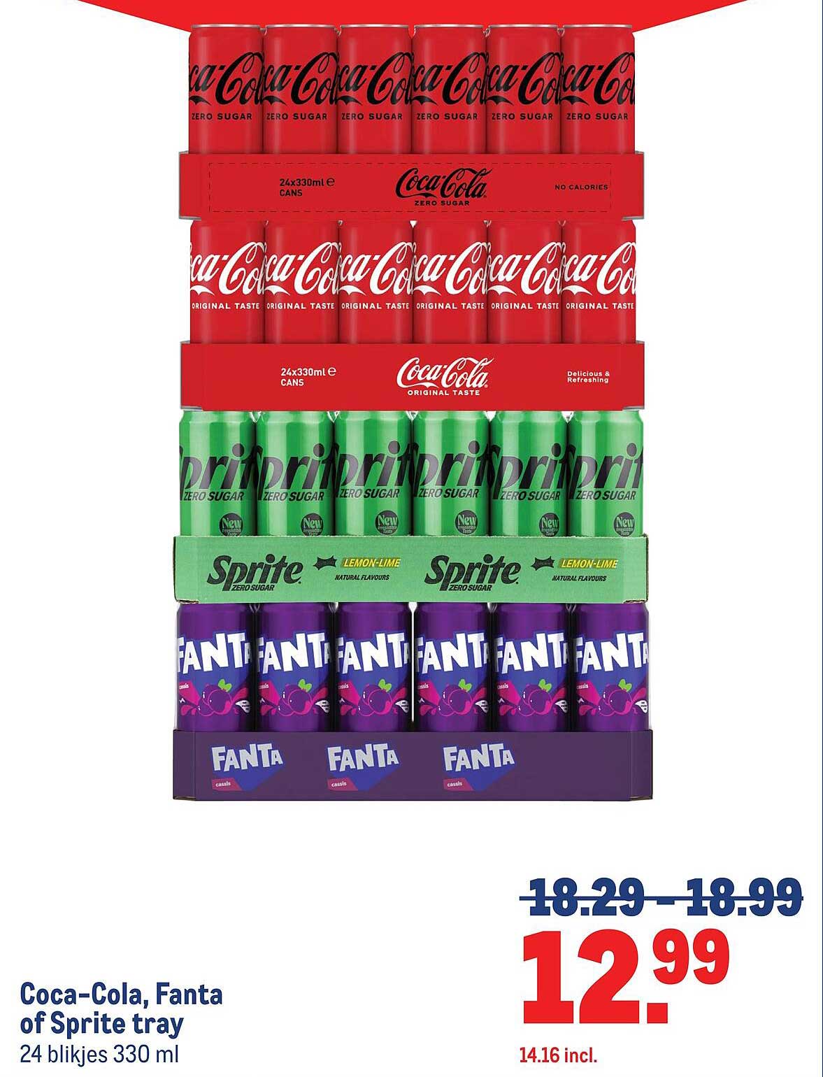 Coca-Cola, Fanta Of Sprite Tray 24 Blikjes 330 Ml Aanbieding bij Makro ...