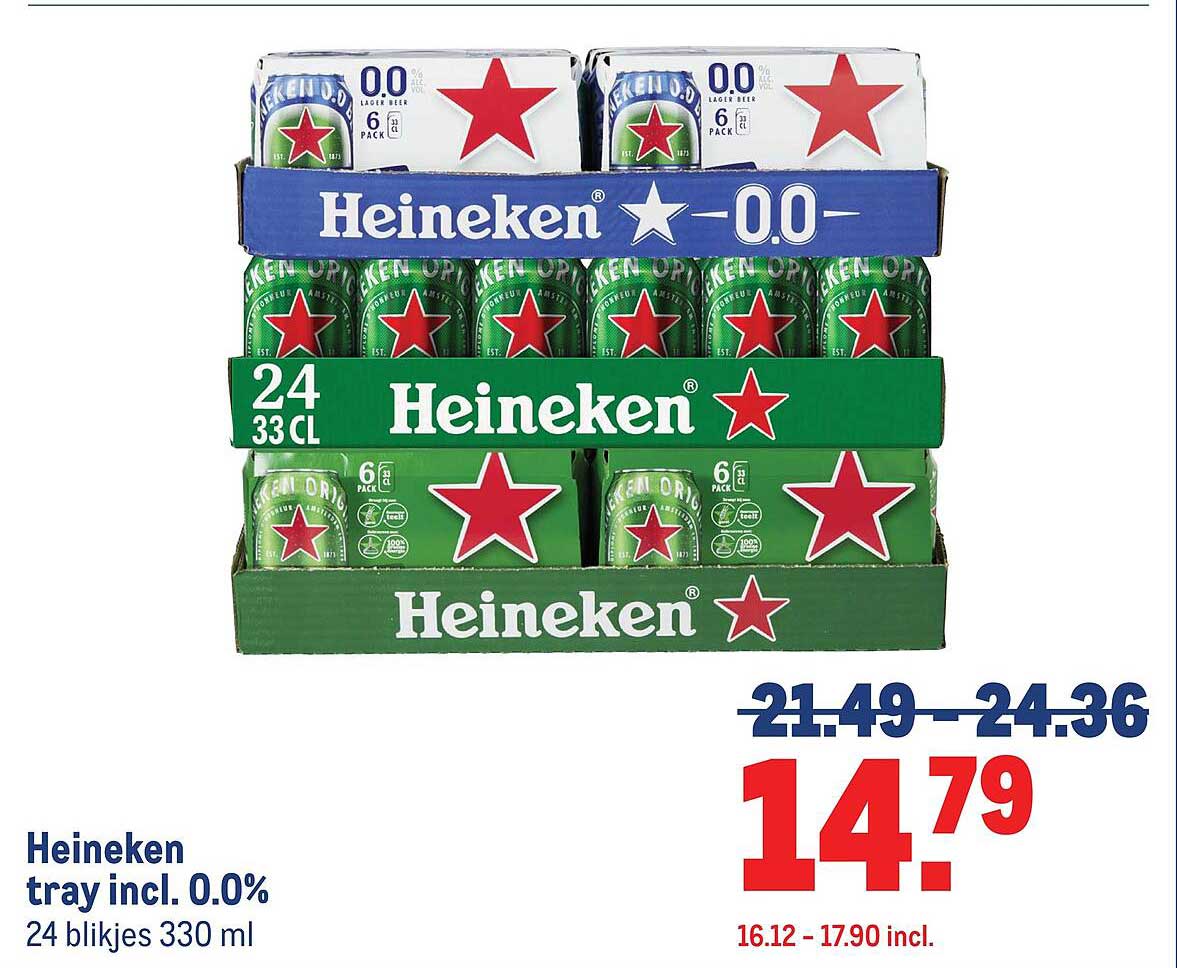 Heineken Tray Incl. 0.0% 24 Blikjes 330 Ml Aanbieding bij Makro ...