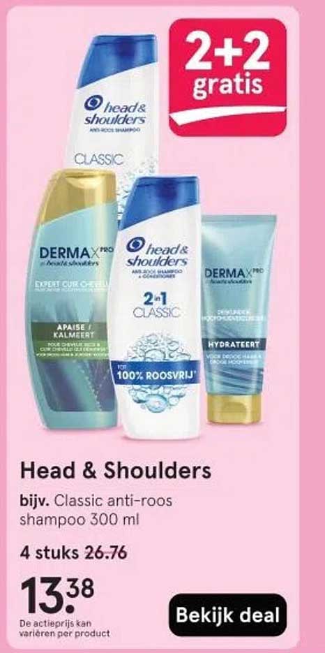 Head & Shoulders Bijv. Classic Anti-Roos Shampoo 300 Ml aanbieding bij Etos