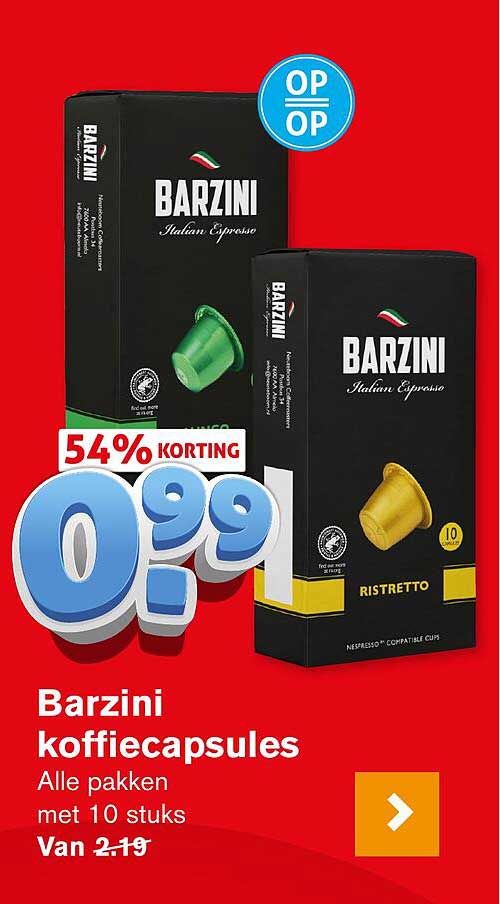 Barzini Koffiecapsules aanbieding bij Hoogvliet