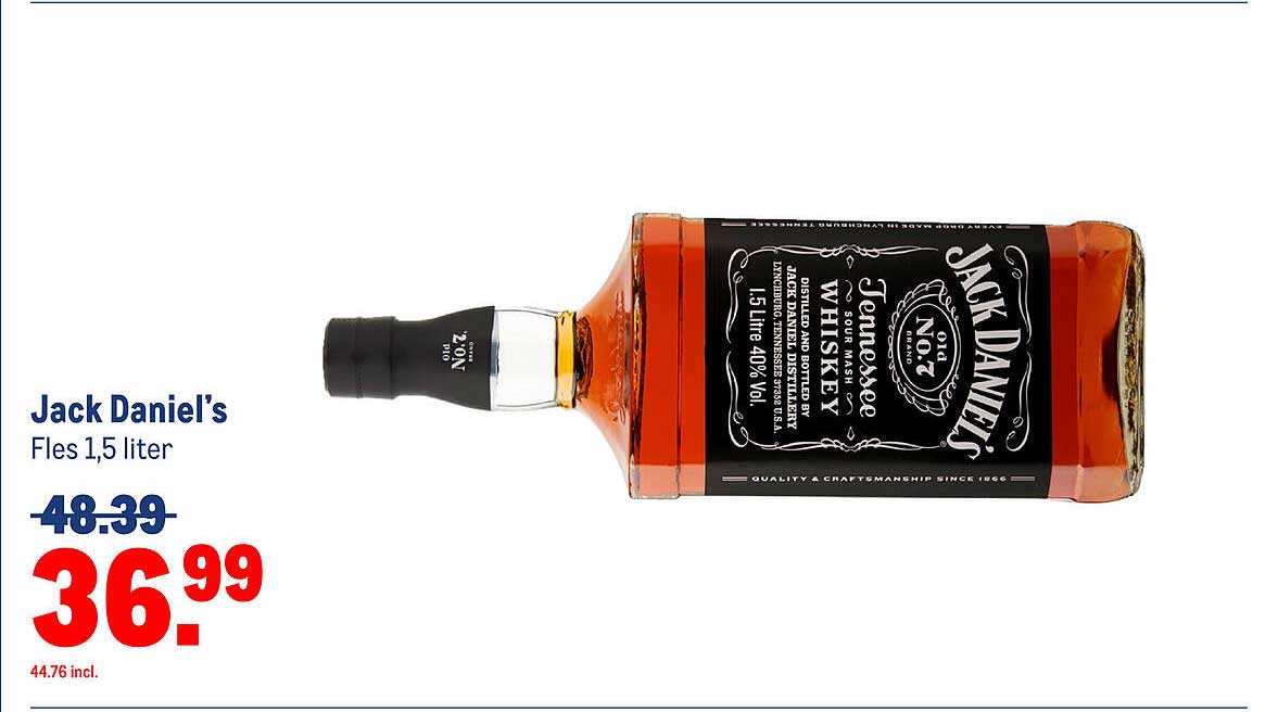 Jack Daniel's Fles 1,5 Liter aanbieding bij Makro