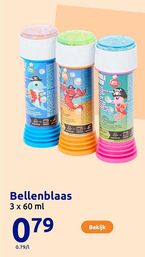 Bellenblaas 3 X 60 Ml Aanbieding bij Action - FolderFeest.nl