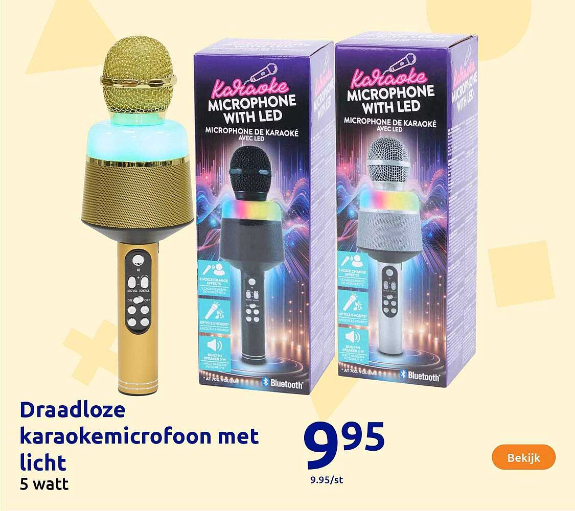Draadloze Karaoke Microfoon Met Licht Aanbieding bij Action ...