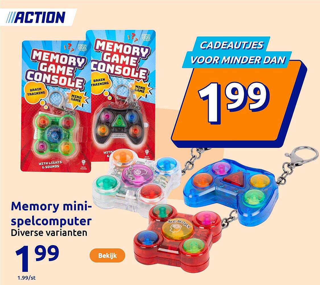 Memory Mini-Spelcomputer Aanbieding bij Action - FolderFeest.nl