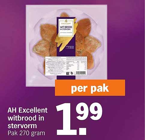 Ah Excellent Witbrood In Stervorm Aanbieding bij Albert Heijn ...