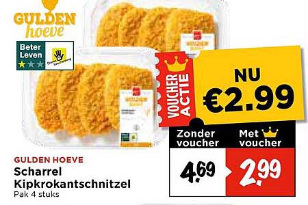 Gulden Hoeve Scharrel Kipkrokantschnitzel Pak 4 Stuks Aanbieding bij ...
