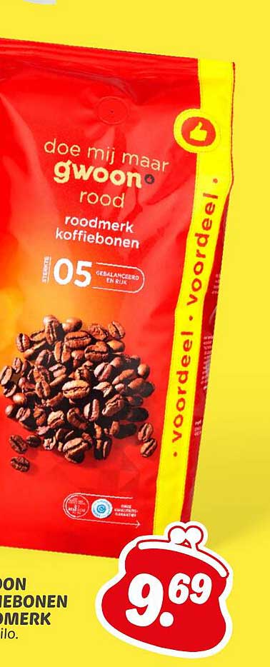 Gwoon Rood Koffiebonen aanbieding bij Dekamarkt